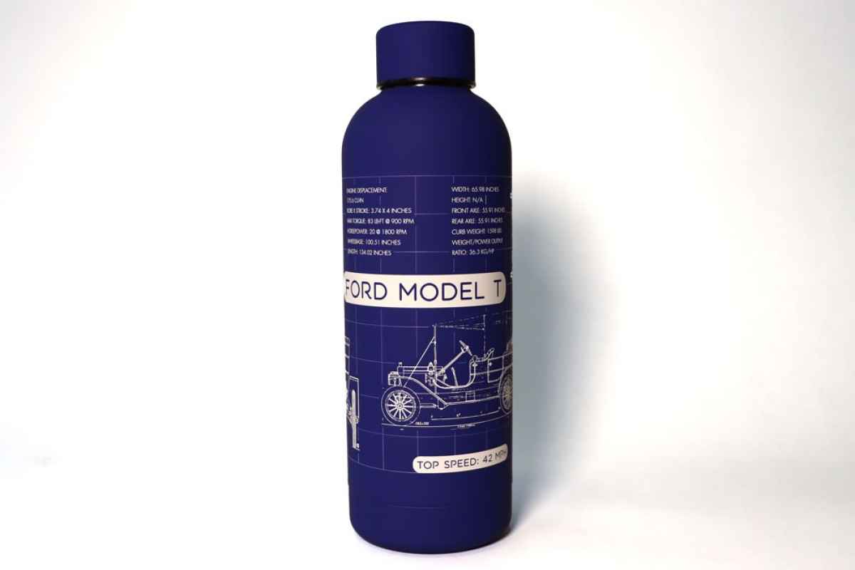 Gilmore Car Museum | Water Bottle w/ Model T Blueprints
